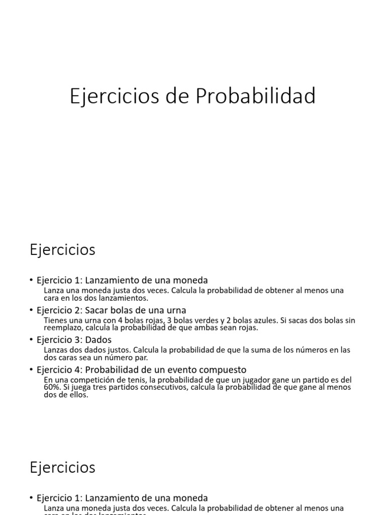 Ejercicios de Probabilidad | PDF