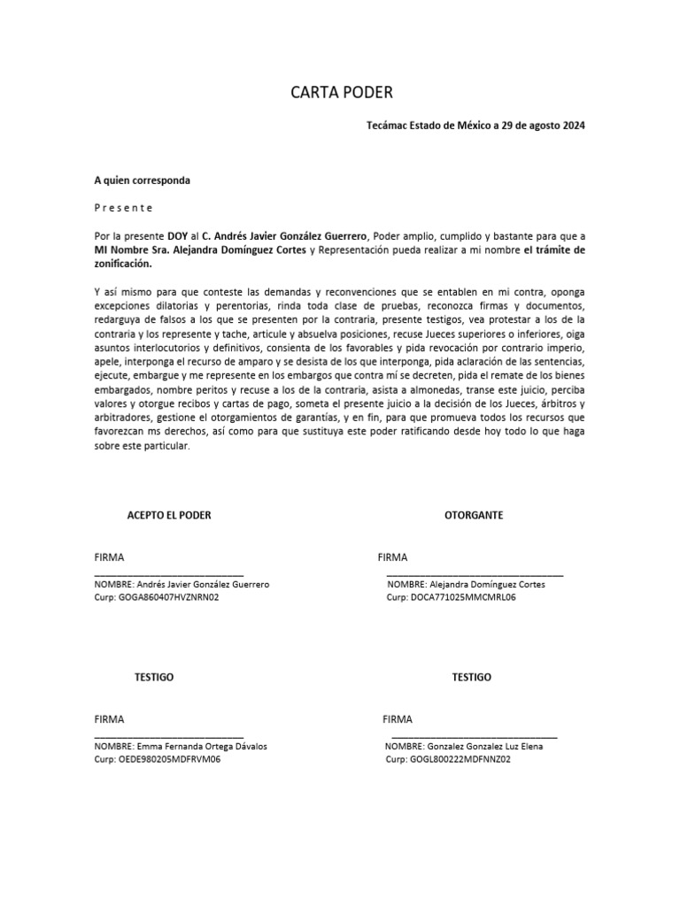 Formato Carta Poder | PDF