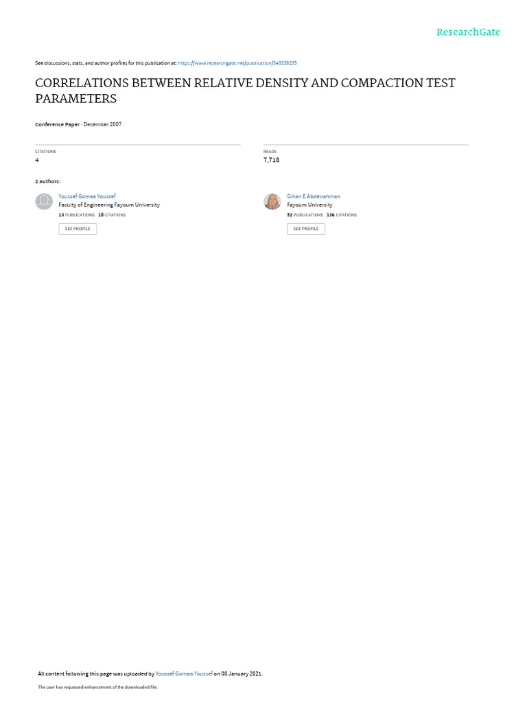 Correlations Between Relative Density and Compaction Test | PDF