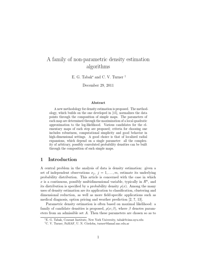 A Family of Non-Parametric Density Estimation Algorithms | PDF