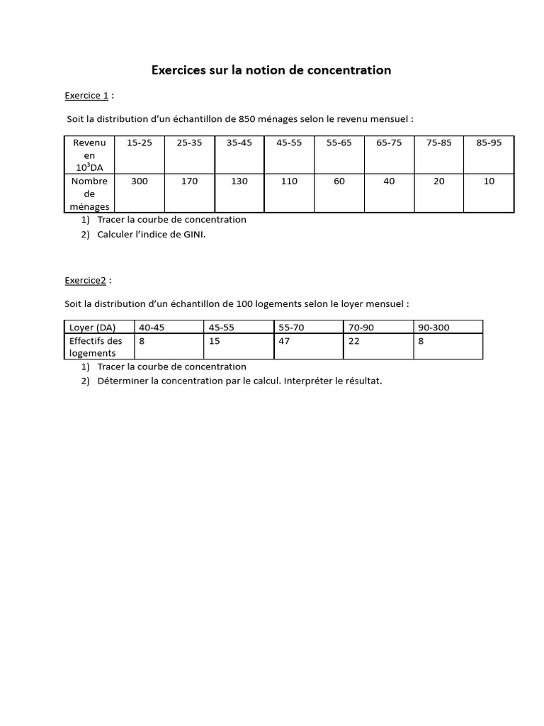 Exercices Sur La Notion de Concentration.docx | PDF