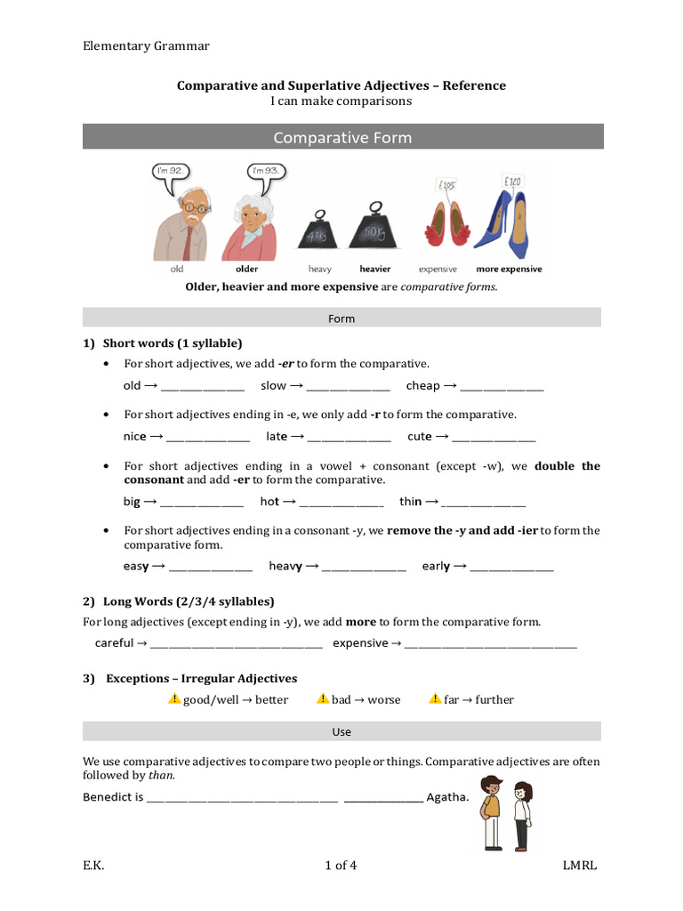 Comp. and Superl. Adjectives | PDF