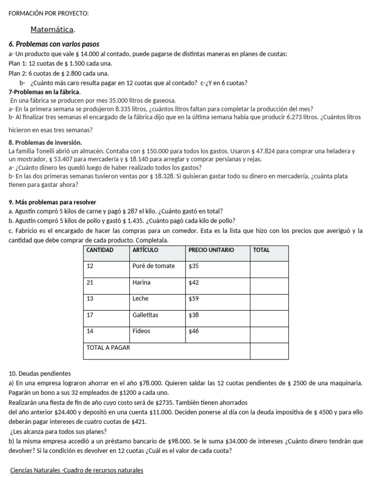 Actividades de Mate y Cs Naturales Adultos 2024 MODULO 1 CONTEXTO | PDF