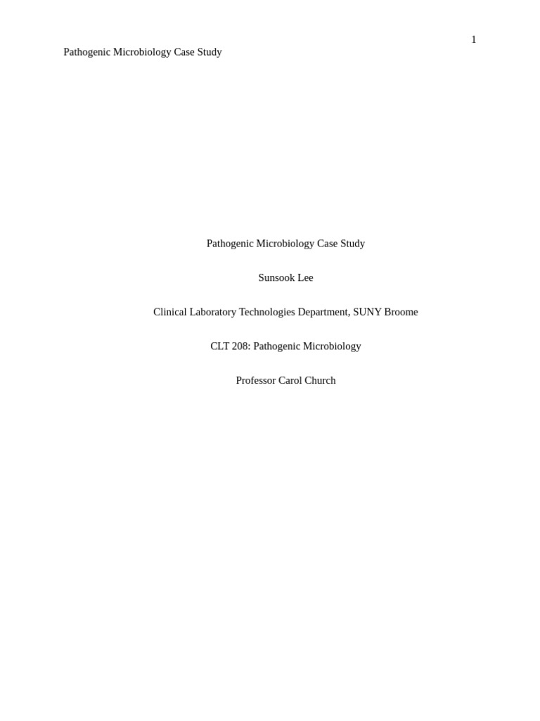 Pathogenic Microbiology Case Study | PDF