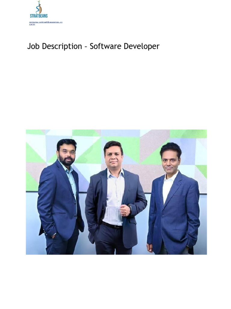 Job Description Software Developer: Stipend: 10000 Per Month CTC: 7.5 LPA | PDF