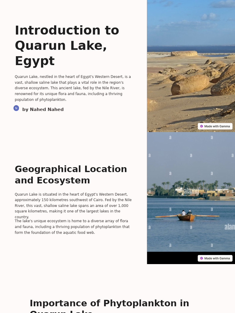 Introduction To Quarun Lake Egypt | PDF