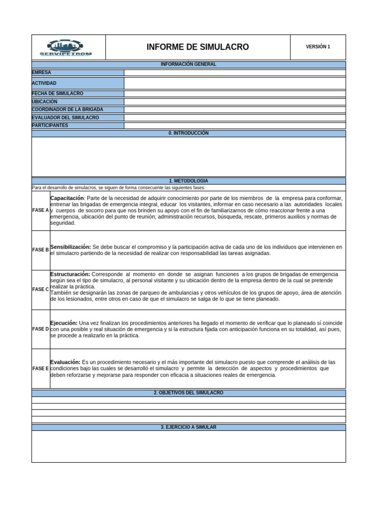 Informe de Simulacro | PDF