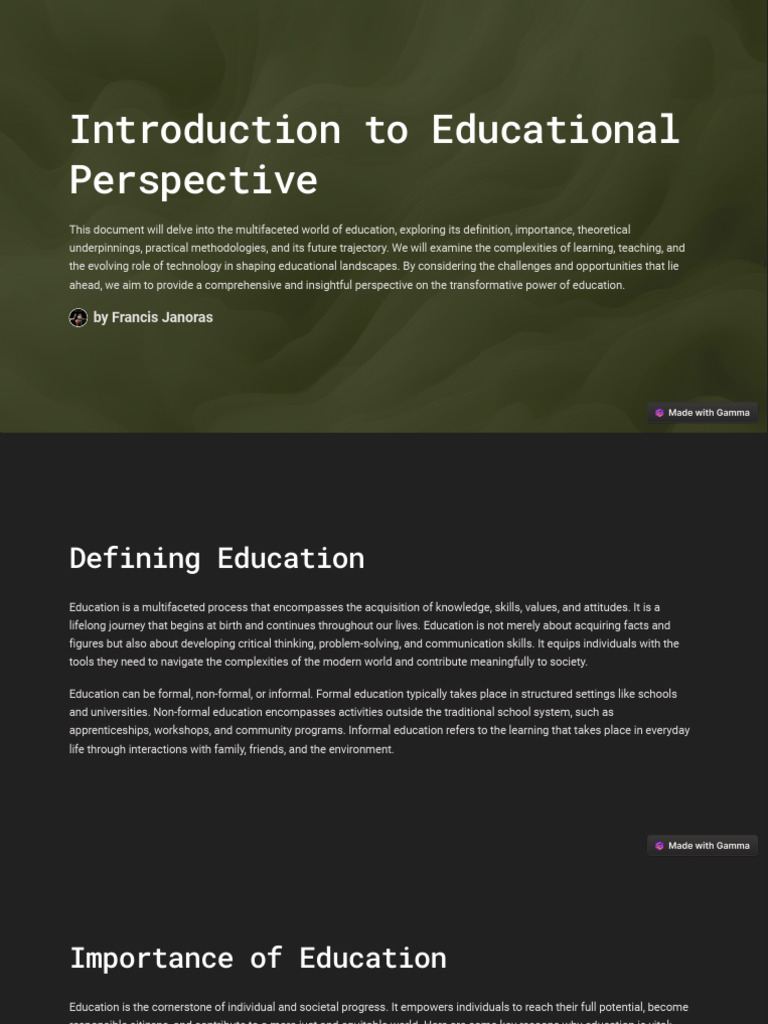 Introduction To Educational Perspective | PDF