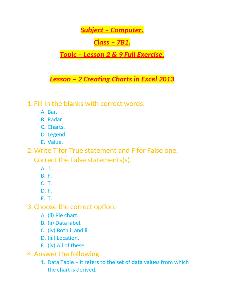 (Class 7B1)(Subject Computer)(Lesson 2 & 9) | PDF