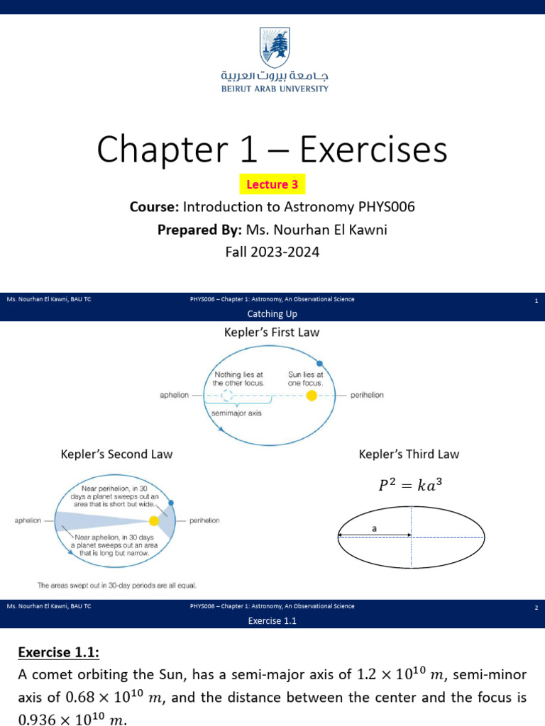 Chapter 1 Exercises L3 | PDF | Apsis | Astronomy