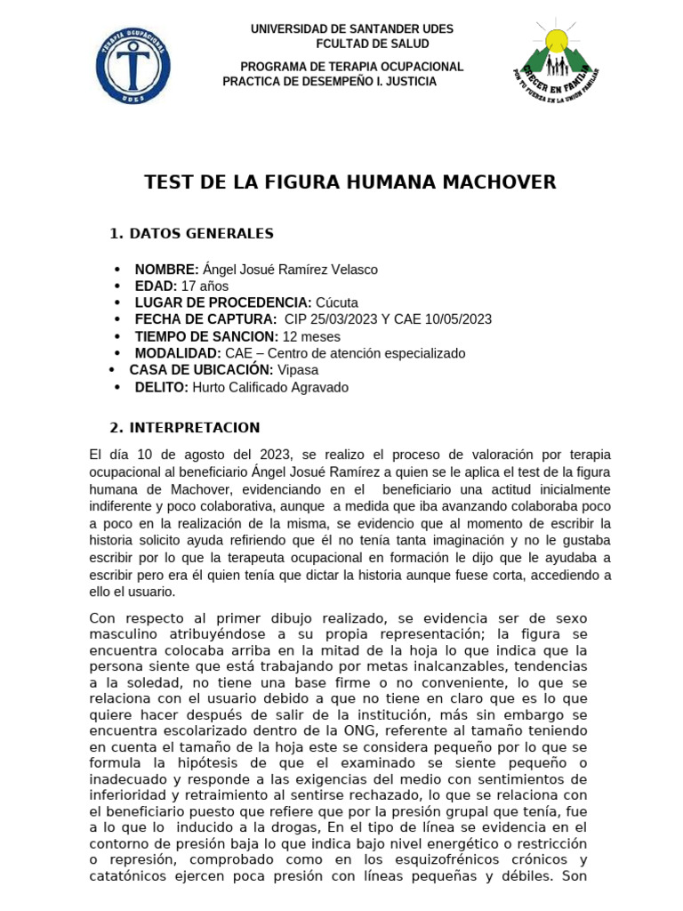 Test de La Figura Humana Machover - Angel Josue Ramirez | PDF