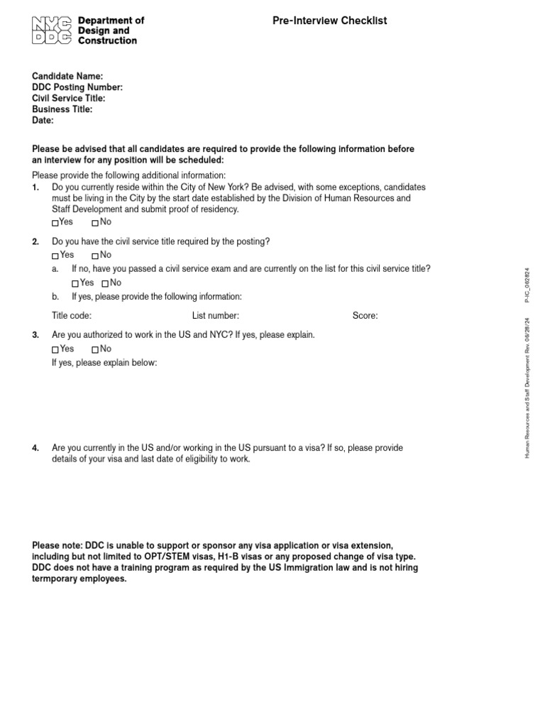 Pre-Interview Checklist | PDF