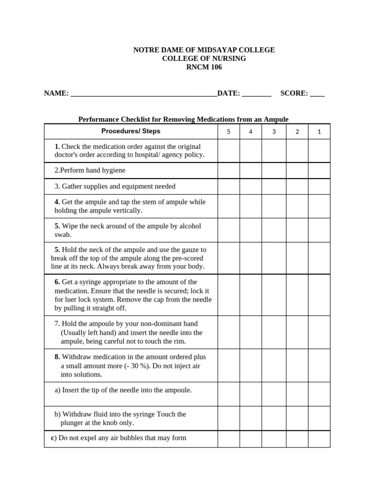Preparing An Ampule and Vial | PDF