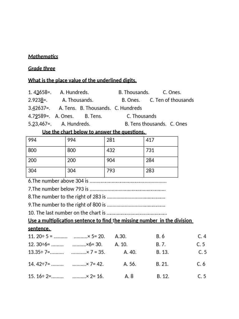 Grade 3 First Term Maths, Science and Social Science | PDF | Prophets And Messengers In Islam ...