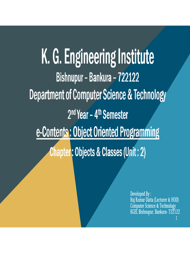 CST 2nd Year OOP E-Contents - Unit 2 - Classes & Objects | PDF | Class ... CST 2nd Year OOP E-Contents - Unit 2 - Classes & Objects | PDF | Class ...