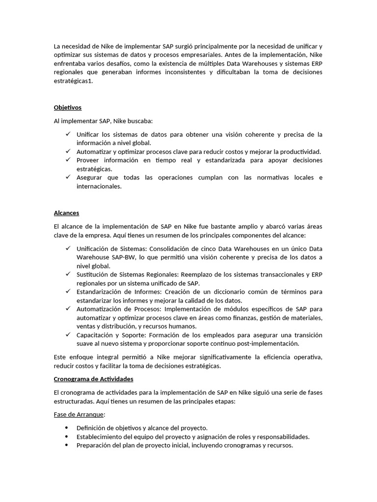 SAP en NIKE | PDF