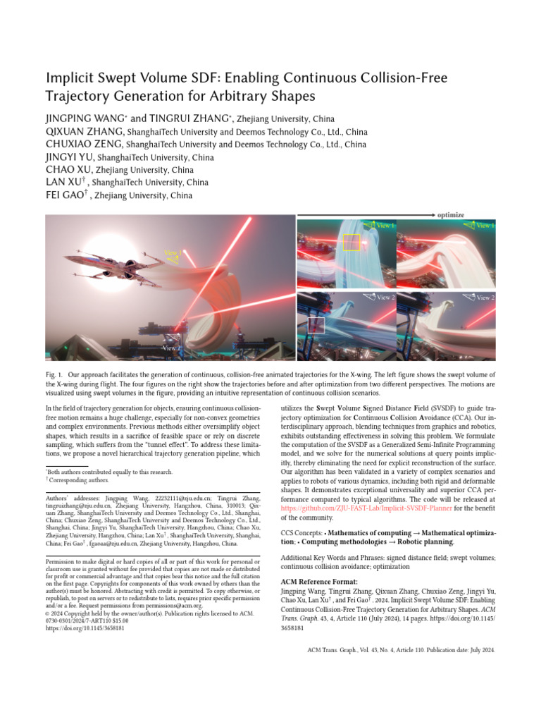 Implicit Swept Volume SDF Enabling Continuous Collision-Free | PDF