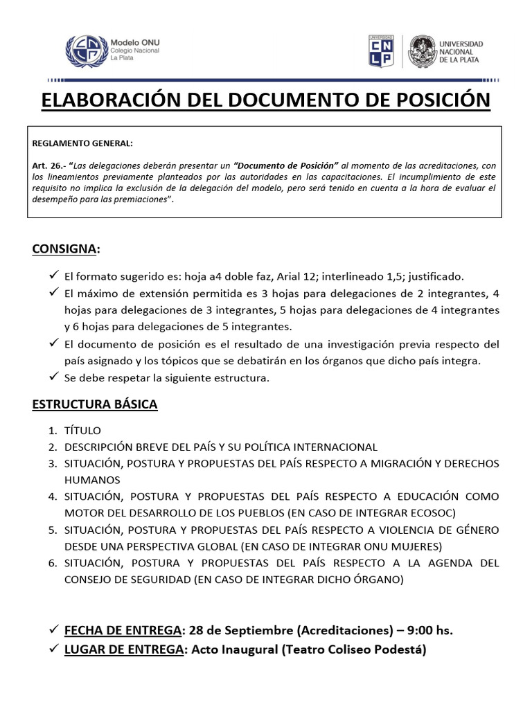 Consigna Documento de Posicion | PDF