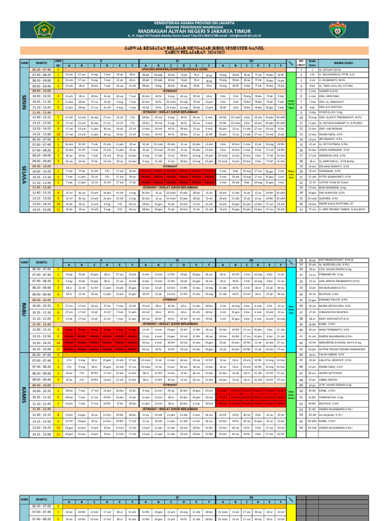 03.a-.Jadwal KBM Sem-Ganjil TP 2024-2025-Final | PDF