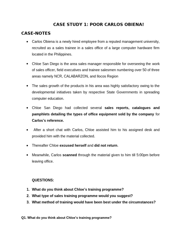 Case Study 1 M1 Case Study Recruitment and Training | PDF | Cognition ...