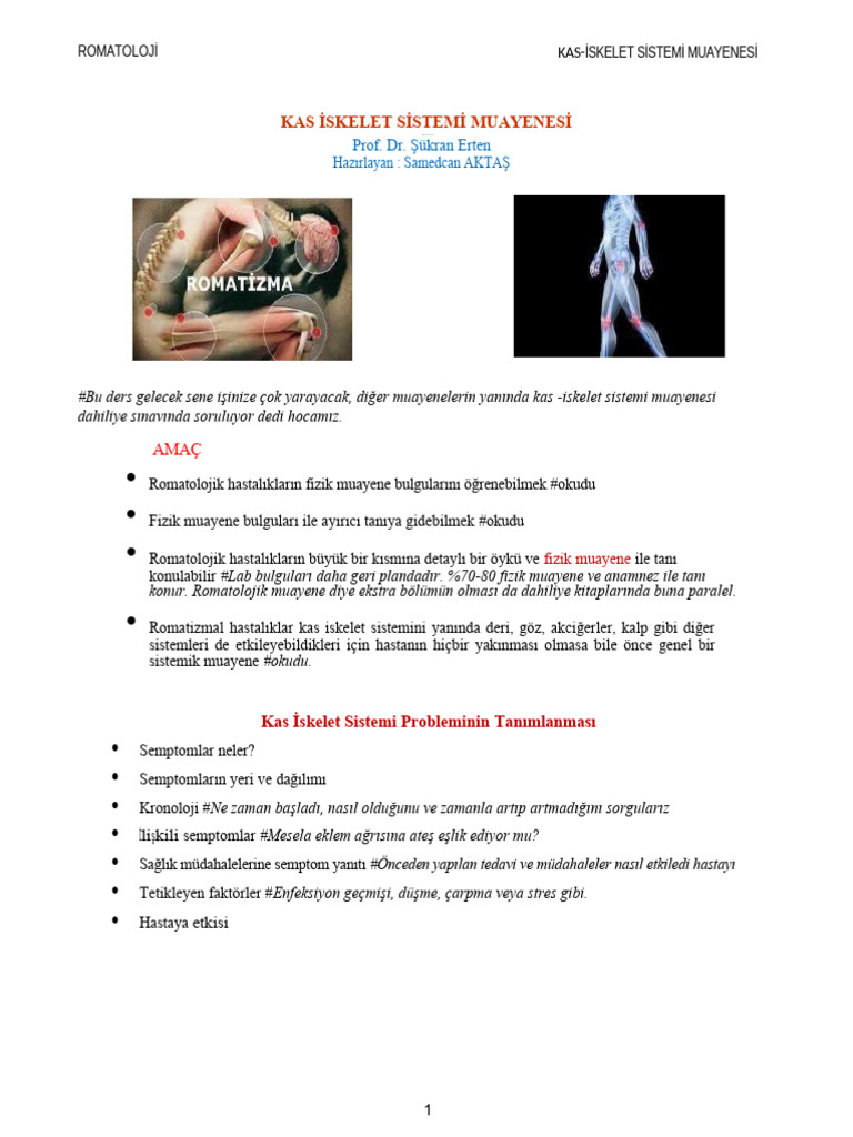 Kas İskelet Sistemi Muayenesi | PDF