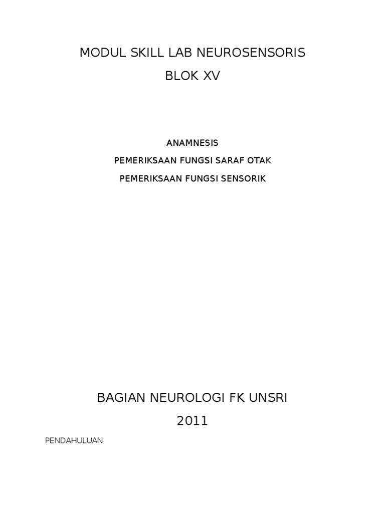 Modul Skill Lab Neurosensoris | PDF