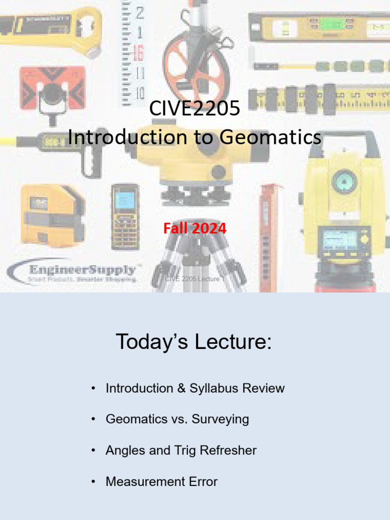 WIT - CIVE 2205 Lecture 1 2024 - INTRO TO GEOMATICS | PDF