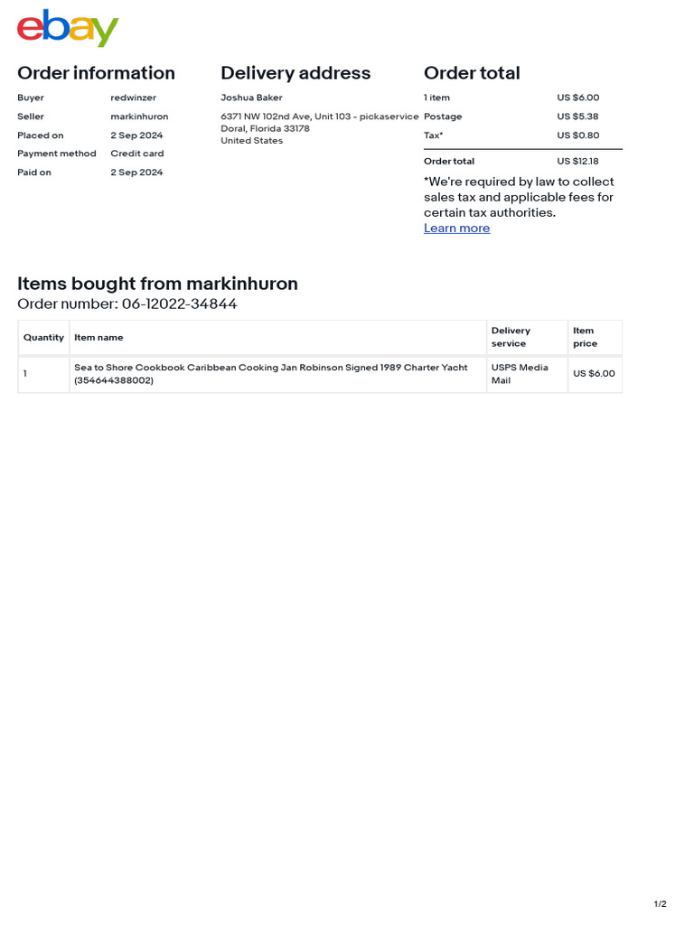 Sea To Shore Cookbook Caribbean Cooking Invoice | PDF