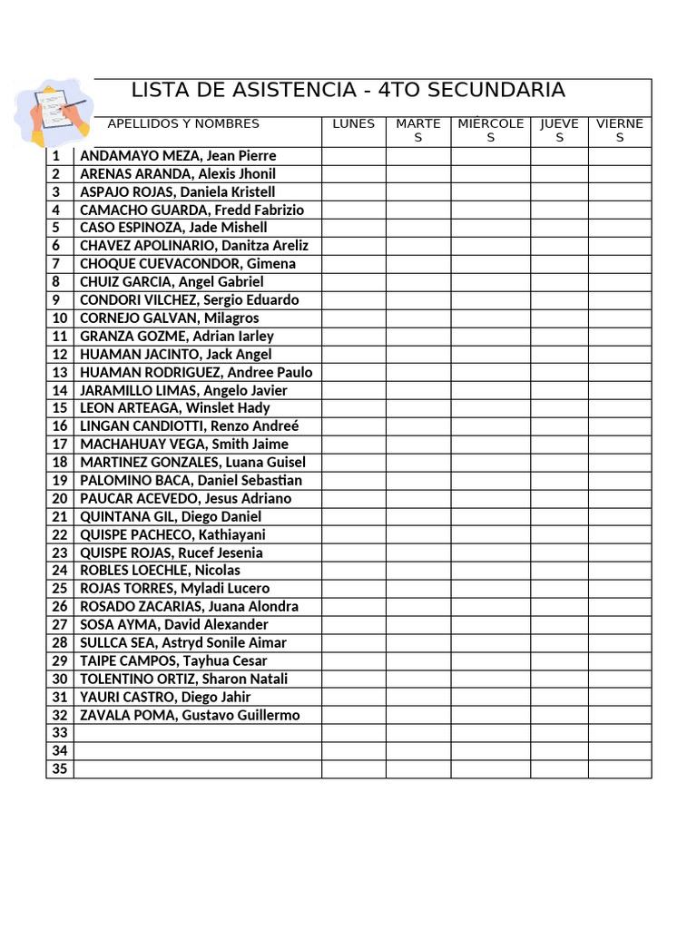 Lista de Asistencia 4to Se. | PDF | Arte | Estilo de vida