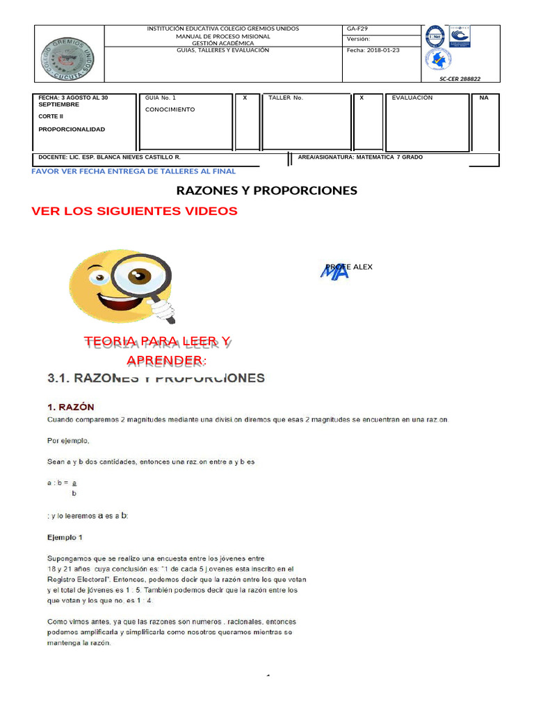 Taller Sobre Razones | PDF