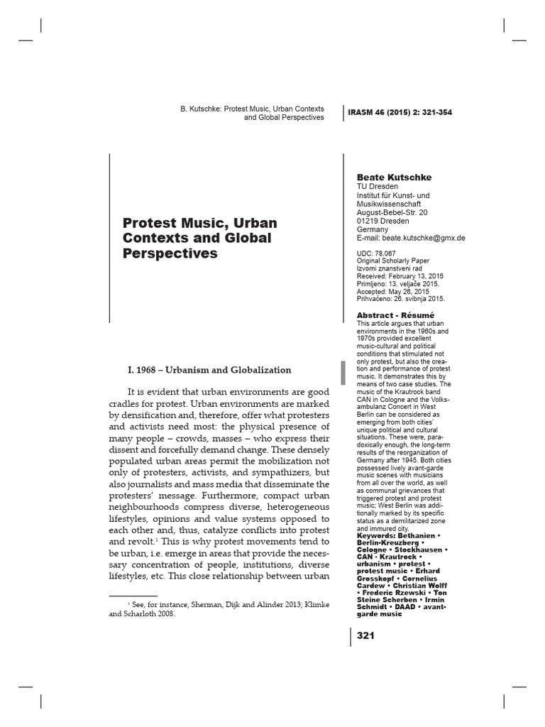 Protest Music Urban Contexts and Global Perspectives | PDF
