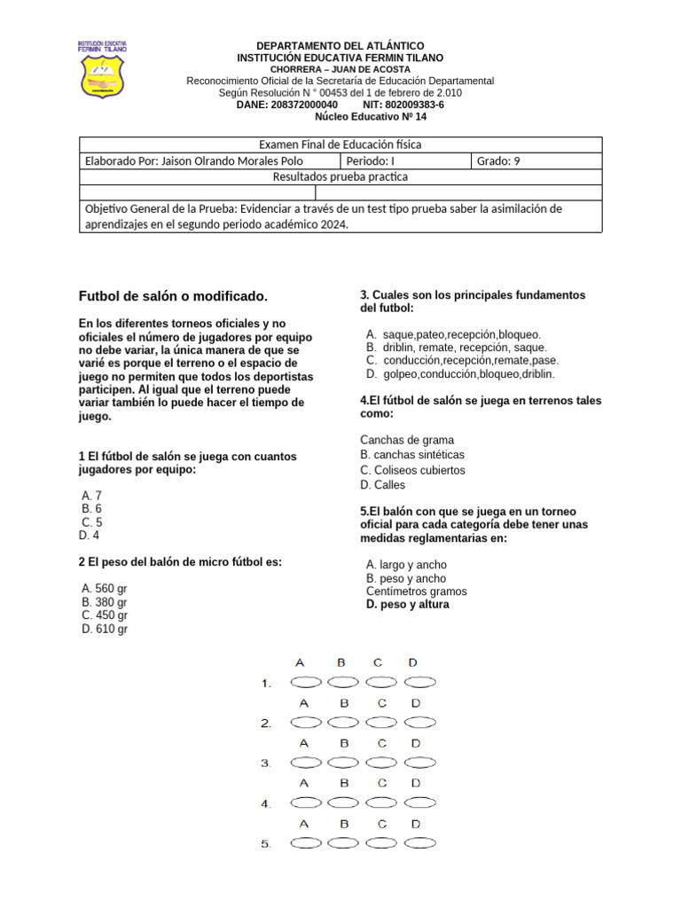 Formato Creación de Exámen Final para 9 | PDF