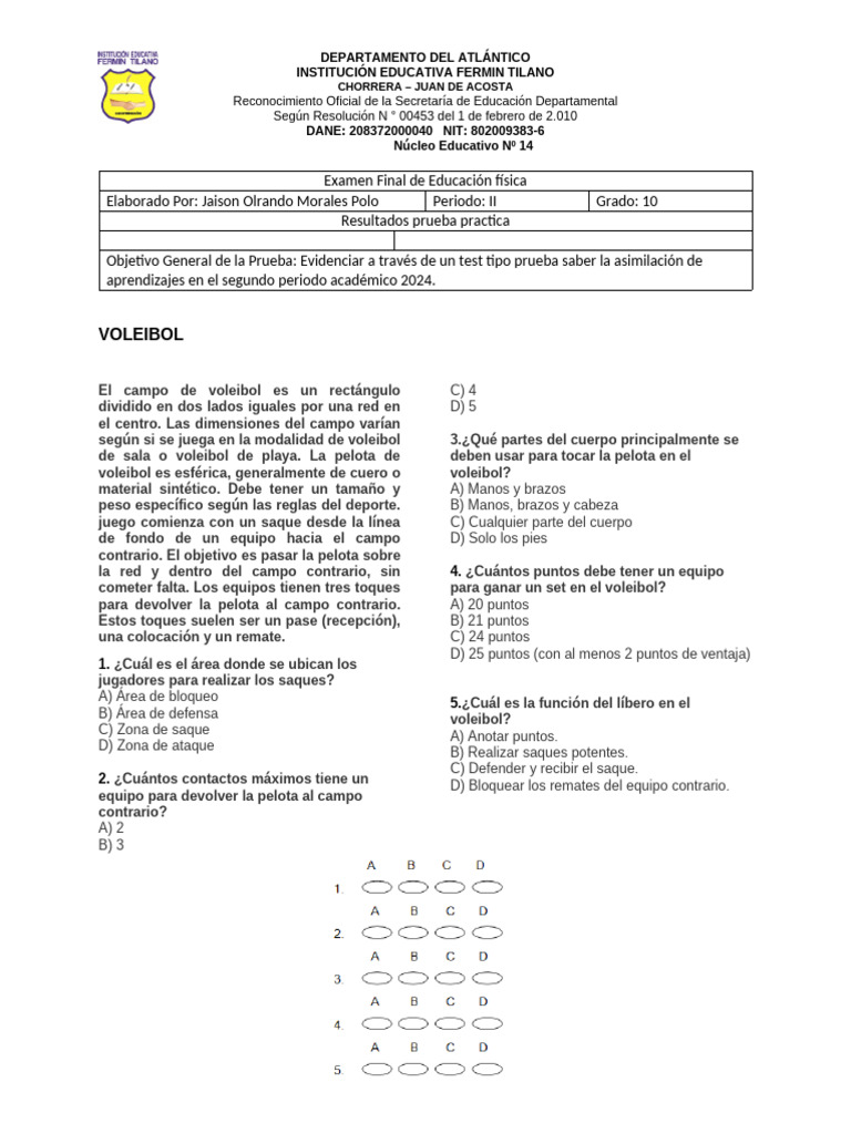 Formato Creación de Exámen Final para 10 | PDF