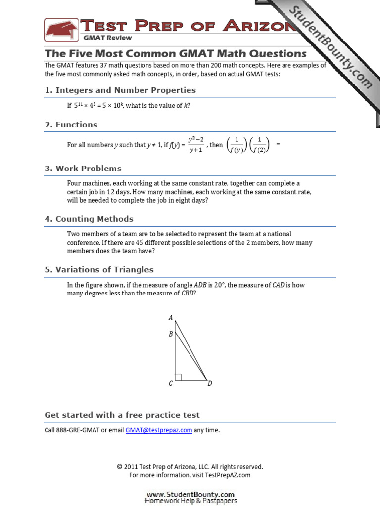 5 Most Common GMAT Math Questions | PDF