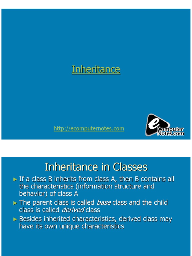 Computer Notes Inheritance In Class Class Computer