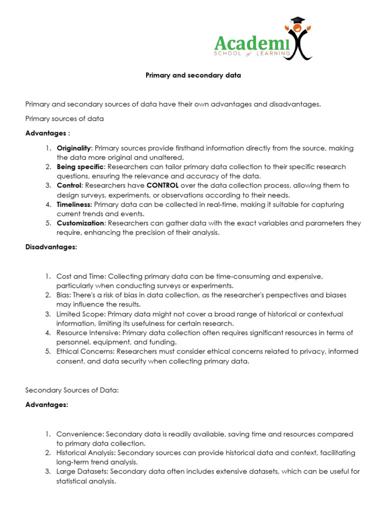 Primary and Secondary Data | PDF