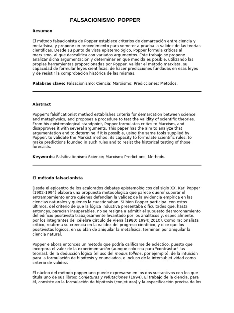 Falsacionismo Popper | PDF