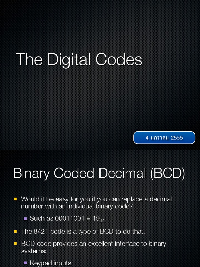 Slide05 DigitalCodes | PDF | Binary Coded Decimal | Ascii