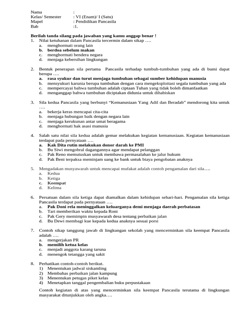 UH PP BAB 1 KLS 6 | PDF