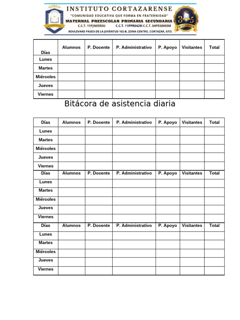 bitacora de asistencia diaria | PDF