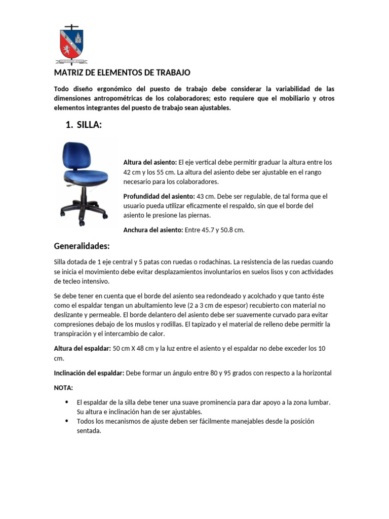 Recomendaciones Ergonomicas para Equipamiento Oficinas | PDF | Factores humanos y ergonomía ...