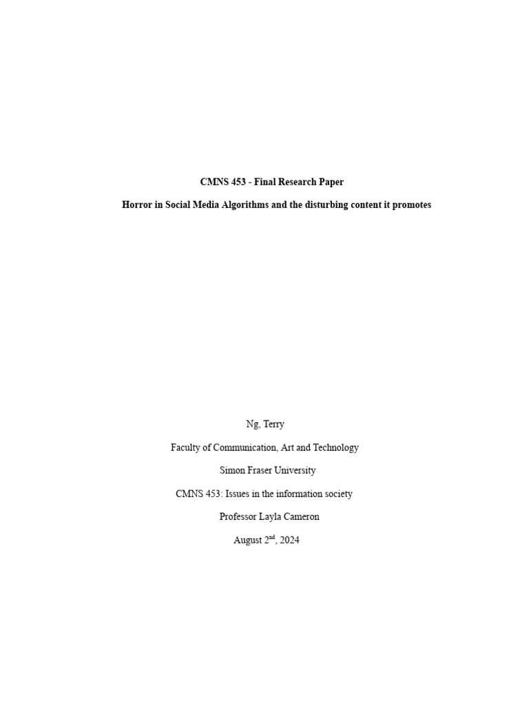 CMNS 453 Final Research Paper PDF | PDF