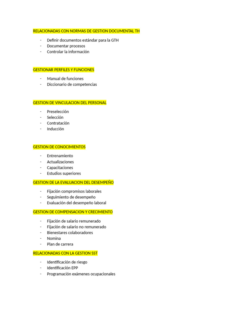 Procesos y Subprocesos de La Gestion Del Talento Humano | PDF