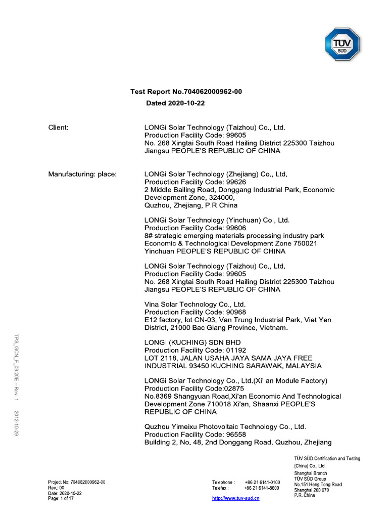 PAN File Certificate LR5-72HBD | PDF