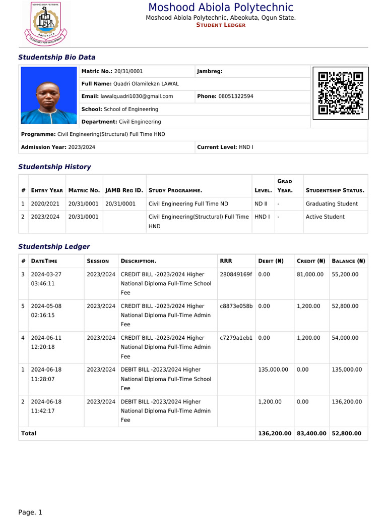 Student Ledger | PDF