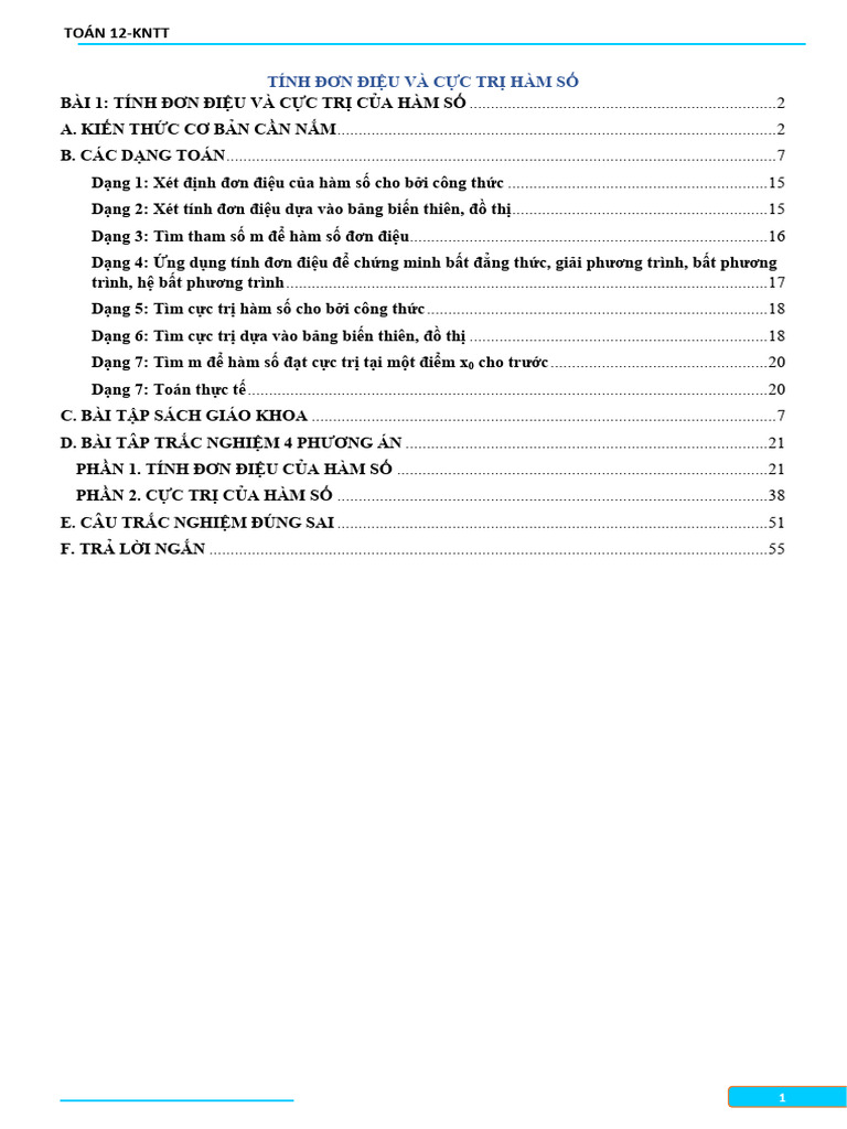 Bai Giang Ung Dung Dao Ham de Khao Sat Va Ve Do Thi Ham So Toan 12 Knttvcs | PDF
