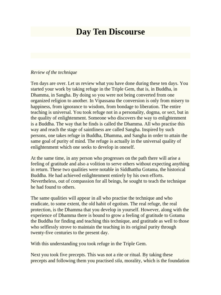 Day Ten Discourse | PDF