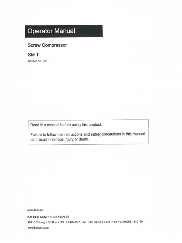 Kaeser SM T Manual | PDF