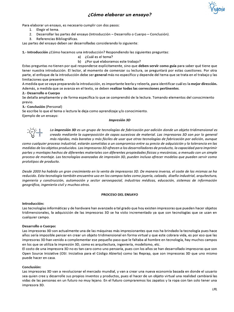 Cómo Elaborar Un Ensayo | PDF