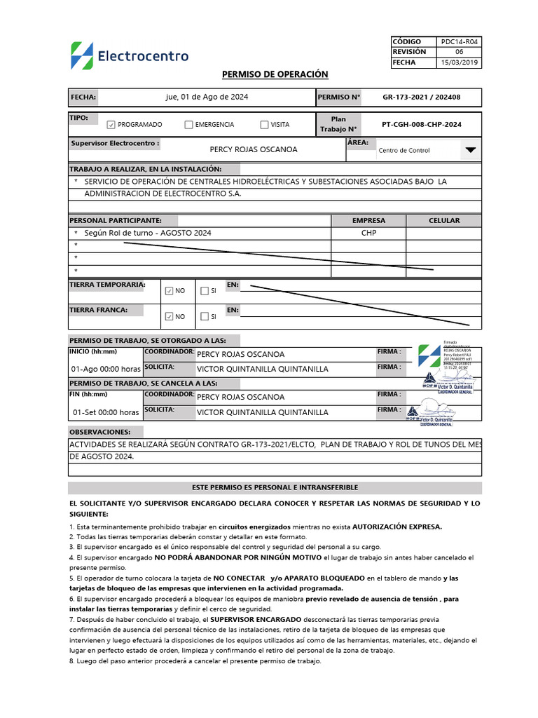 PDC14-R04 Permiso - 202408 | PDF
